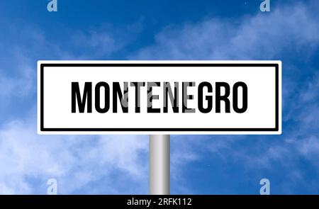 Montenegro road sign on blue sky background Stock Photo - Alamy