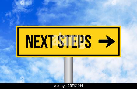 Next steps road sign on sky background Stock Photo - Alamy
