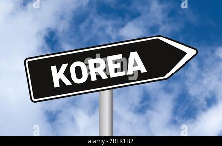 Korea road sign on cloudy sky background Stock Photo - Alamy