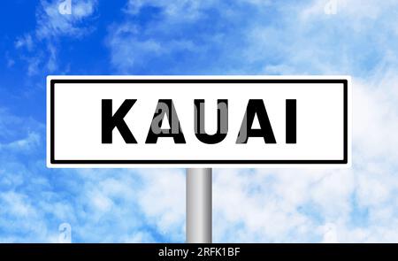 Kauai road sign on sky background Stock Photo - Alamy
