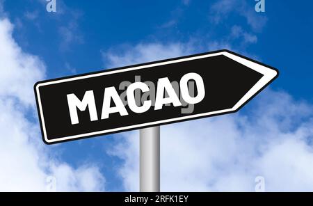 Macao road sign on cloudy sky background Stock Photo - Alamy