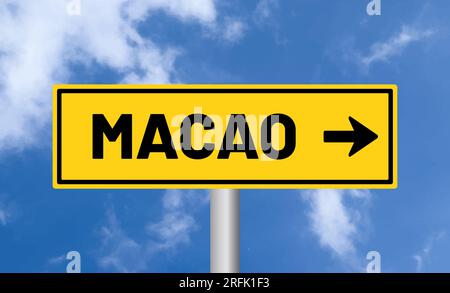 Macao road sign on cloudy sky background Stock Photo - Alamy