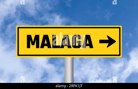 Malaga road sign on cloudy sky background Stock Photo - Alamy
