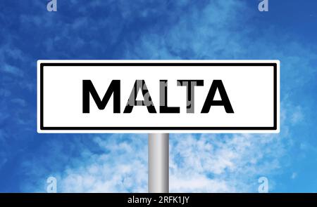 Malta road sign on cloudy sky background Stock Photo - Alamy