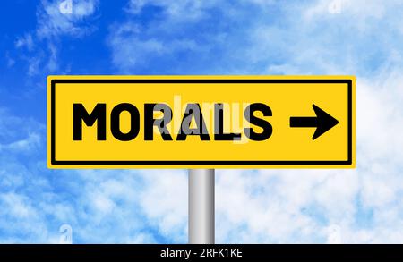 Morals road sign on blue sky background Stock Photo - Alamy