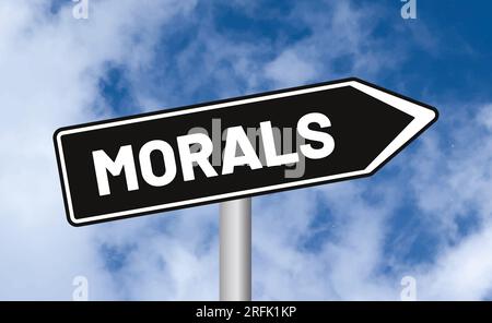 Morals road sign on blue sky background Stock Photo - Alamy