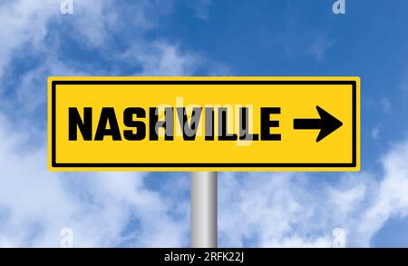 Nashville road sign on cloudy sky background Stock Photo - Alamy