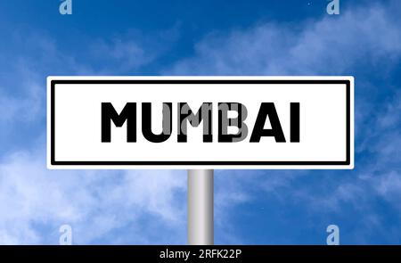 Mumbai road sign on sky background Stock Photo - Alamy