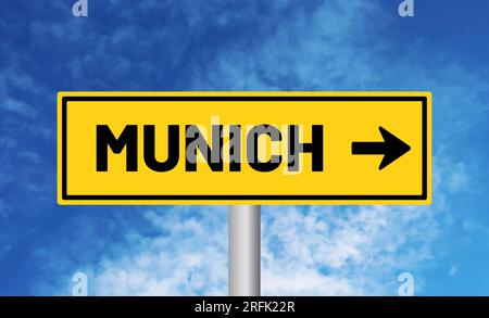 Munich road sign on blue sky background Stock Photo - Alamy