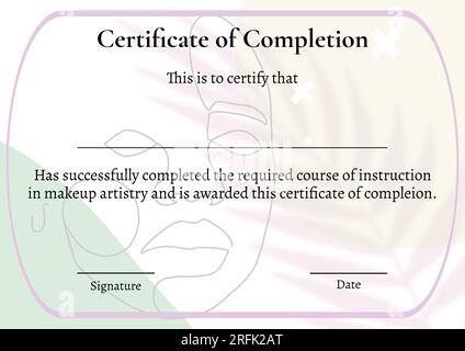 Composition of certificate of completion text with copy space on blue ...