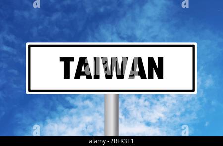 Taiwan road sign on cloudy sky background Stock Photo - Alamy