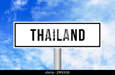 Thailand road sign on cloudy sky background Stock Photo - Alamy