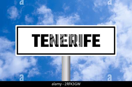 Tenerife road sign on sky background Stock Photo - Alamy