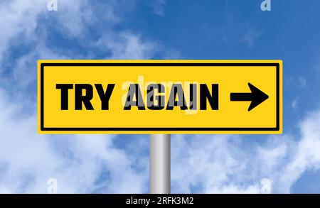 Try again road sign on sky background Stock Photo - Alamy