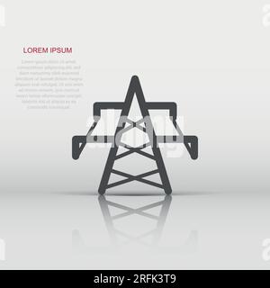 Electric tower icon in flat style. Power station vector illustration on ...