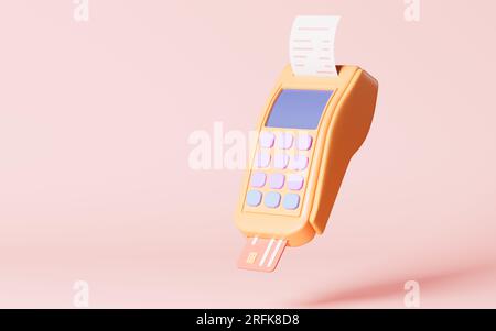 Cartoon pos machine model, pay terminal, 3d rendering. Digital drawing ...