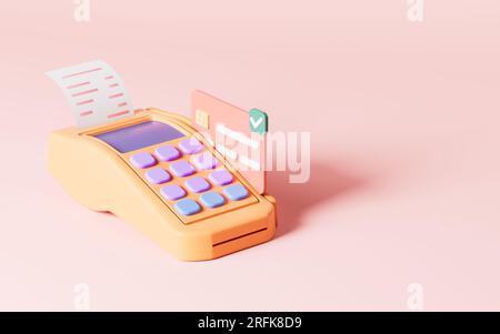 Cartoon pos machine model, pay terminal, 3d rendering. Digital drawing ...