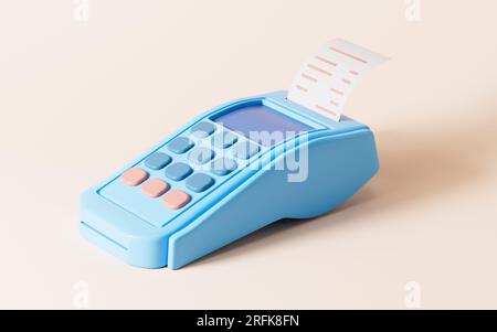 Cartoon pos machine model, pay terminal, 3d rendering. Digital drawing ...