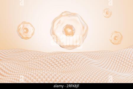 Floating cells in the pink background, skin treatment, biology and ...