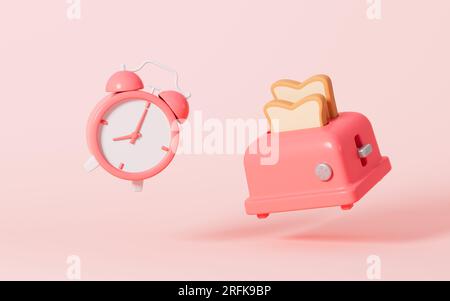 Bread making machine with alarm clock, 3D rendering isolated on white ...