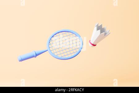 Cartoon badminton and racket, 3d rendering. Digital drawing Stock Photo ...
