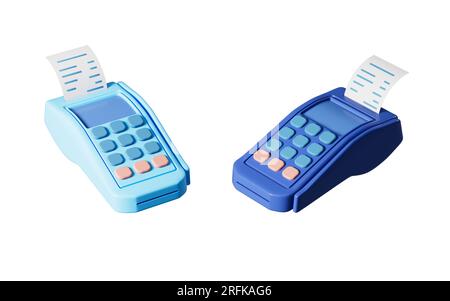 Cartoon pos machine model, pay terminal, 3d rendering. Digital drawing ...