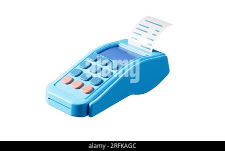Cartoon pos machine and cash, 3d rendering. Digital drawing Stock Photo ...
