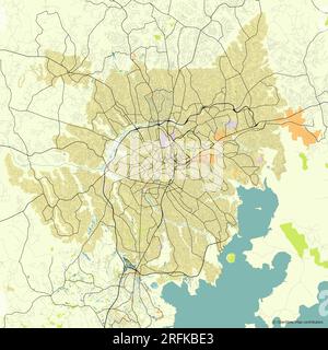 Kampala, Uganda map. Detailed black map of Kampala city administrative ...