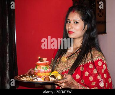 Oct.14th 2022 Uttarakhand, India. Cultural celebration: Indian married ...