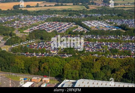 aerial view of Stansted airport in Essex with junction 8 of the M11 ...