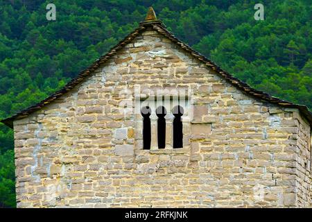 Triple "keyhole" window of Mozarabic-Romanesque church of San Juan de ...