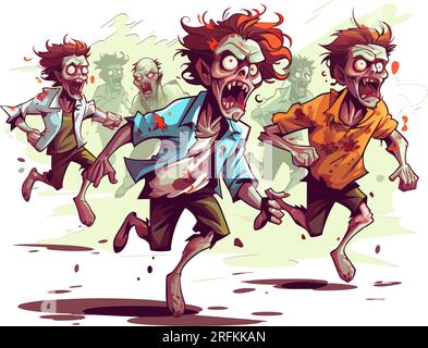 vector running zombies. walking zombies. a set of zombies escaping ...