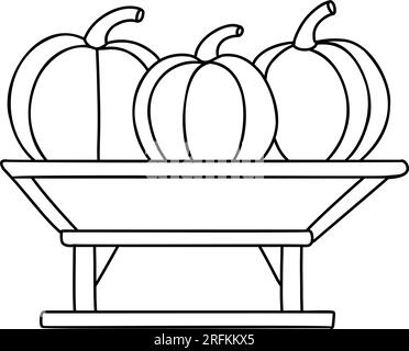 Coloring page with pumpkins and sunflowers. Autumn composition for ...