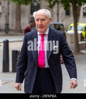 Sir Frederick Barclay at the Royal Courts Of Justice, central London ...