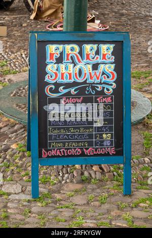Uncle Tacos Flea Circus - performing on Exeter Quay Stock Photo - Alamy
