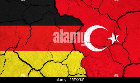 Flags of Turkey and Germany on cracked surface - politics, relationship ...