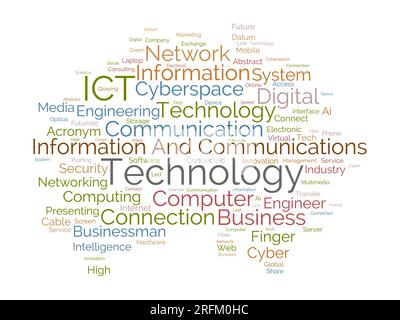ICT (Information and communications technology) acronym- vector ...