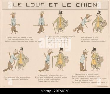 The Wolf and the Dog- fable by La Fontaine (Le Loup et le chien). After ...