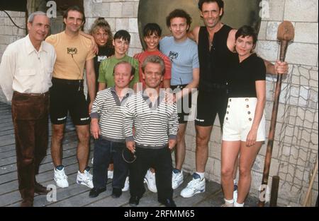 The entertainment TV show 'Fort Boyard' on France 2. From left to right ...