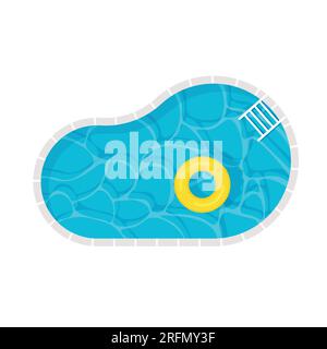 Swimming pools top view set isolated on white background. Blue water ...