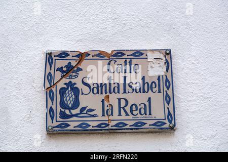 A traditional street sign in the Albaicin area of Granada Andalucia ...