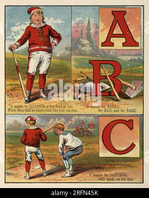 Page from a baseball-themed ABC book, circa 1895 Stock Photo - Alamy