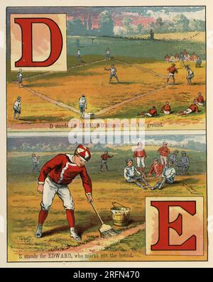 Page from a baseball-themed ABC book, circa 1895 Stock Photo - Alamy