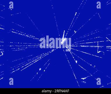 A proton-antiproton interaction at 540 GeV, showing particle tracks in ...