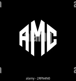 AMC letter logo design with polygon shape. AMC polygon and cube shape ...