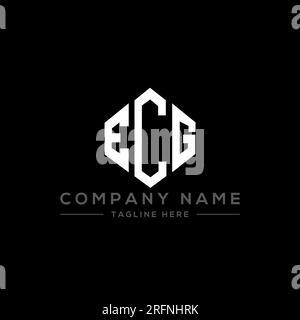 ECG letter logo design with polygon shape. ECG polygon and cube shape ...