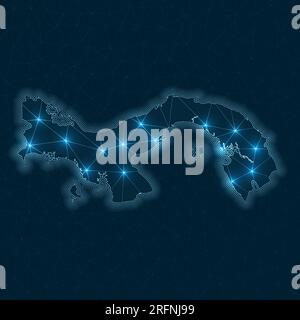 Panama - communication network map of country. Panama trendy geometric ...