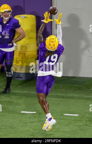 LSU defensive back Andre Sam runs a drill at the NFL football scouting ...