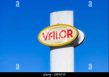 Villajoyosa, Spain, Logo and business sign of the Valor chocolate ...
