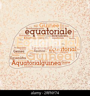 Equatorial Guinea Word Cloud. Country shape with region division ...
